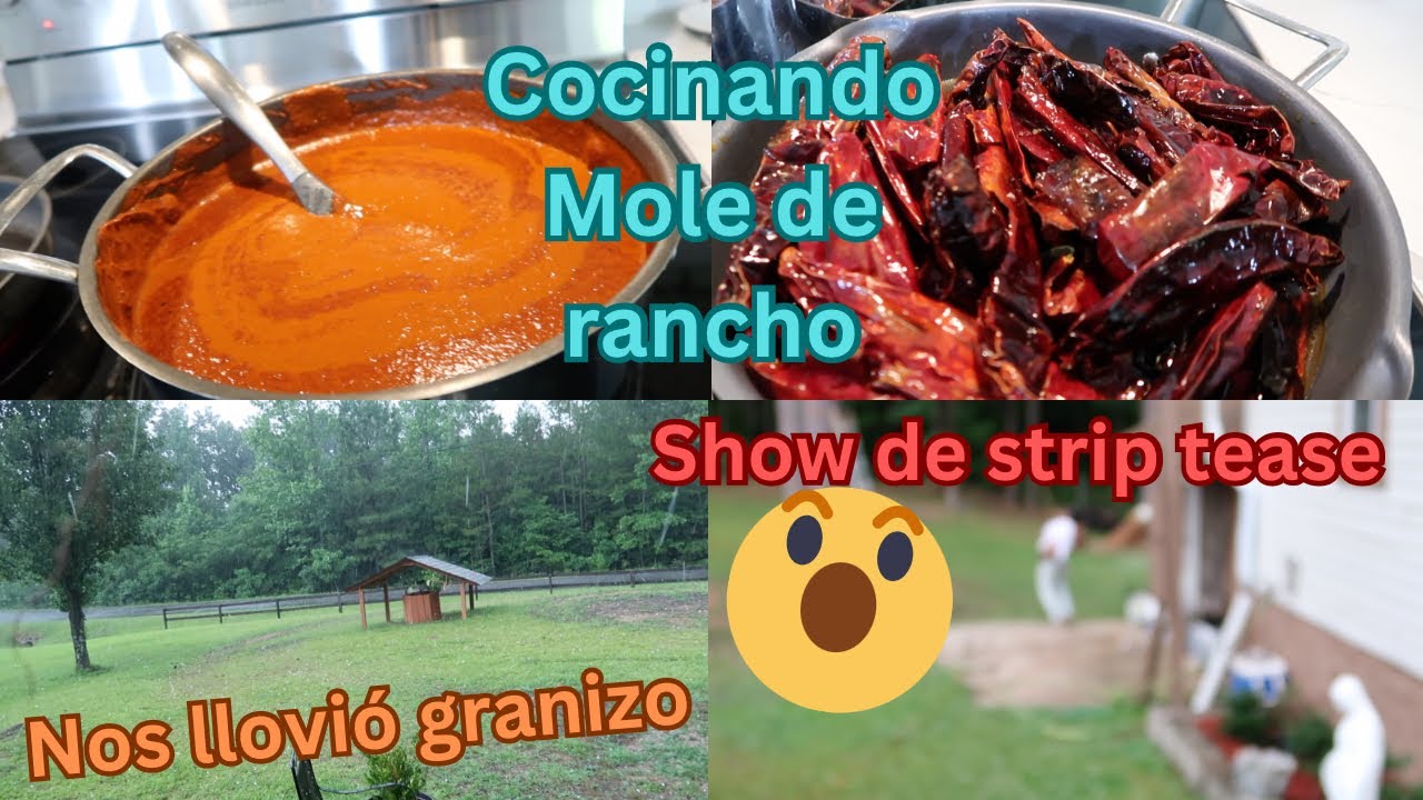 COCINANDO MOLE AL ESTILO RANCHO😋HOY NOS LLOVIO GRANIZO😱SE DESNUDO🤯 ...