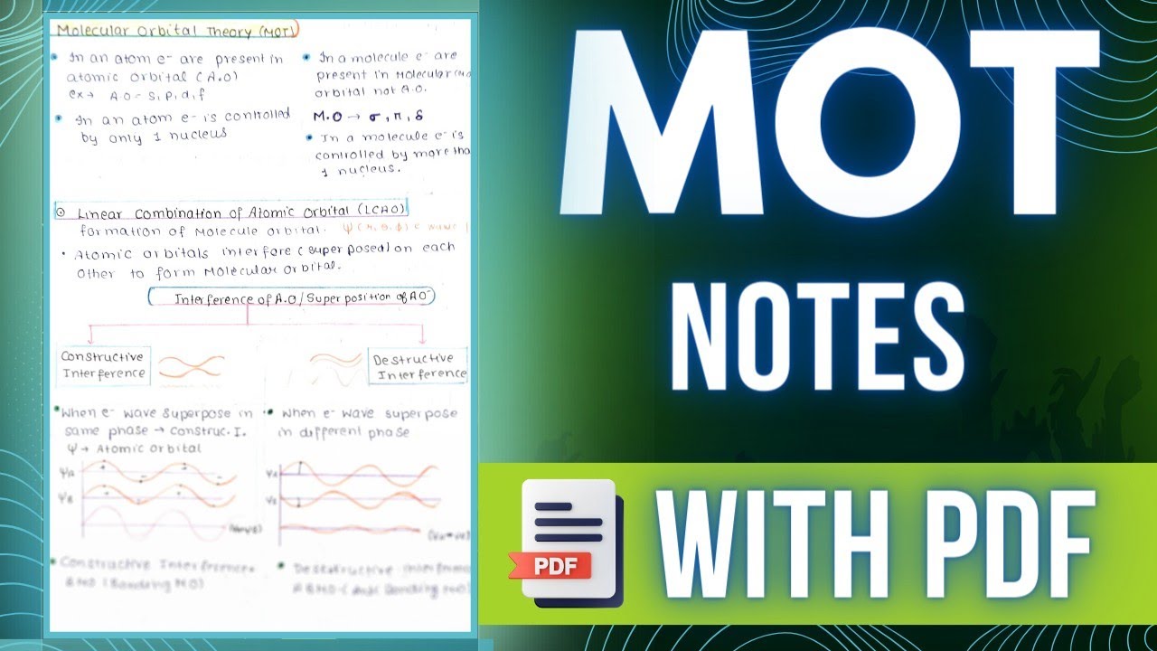 MOT notes| molecular orbital theory| chemical bonding | mot class 11 ...