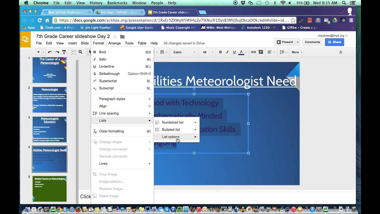 Using Bullets in Google Presentation - YouTube