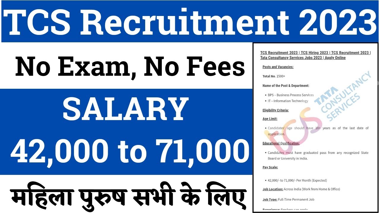 TCS Recruitment 2023 | TCS hiring Freshers | Latest Hiring | TCS JOB ...