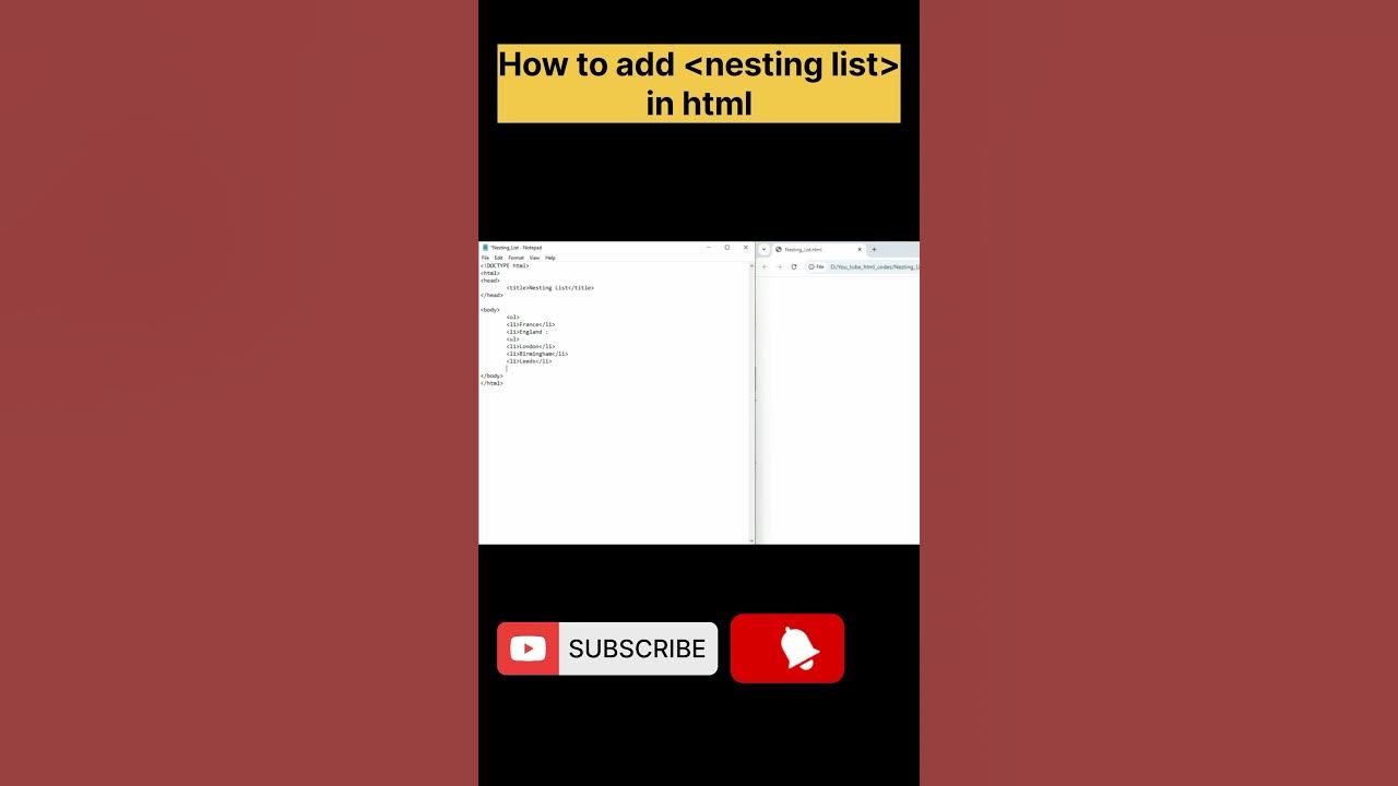 How To Add Nesting List In Html🚀🚀🚀 Html Tricks Htmltags Computer