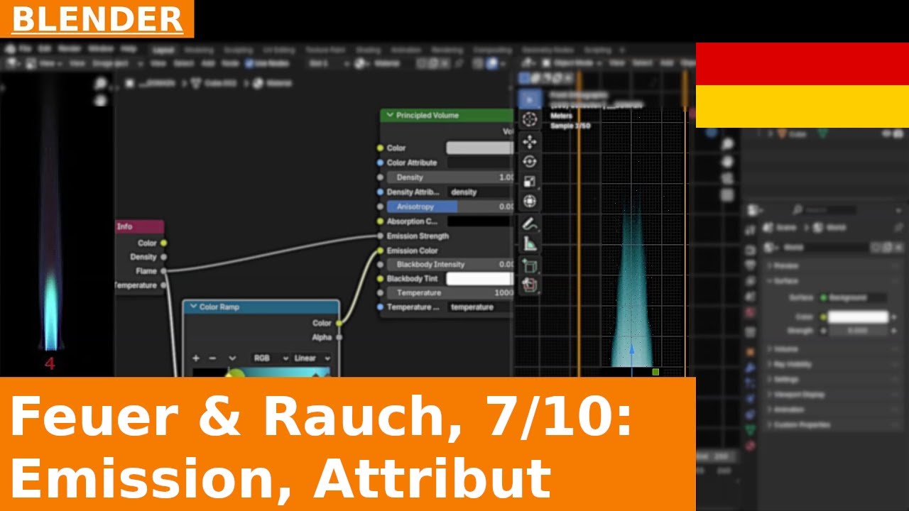 🇩🇪 Blender 4.5: Fire Simulation Shading mit Emission, Attributes ...