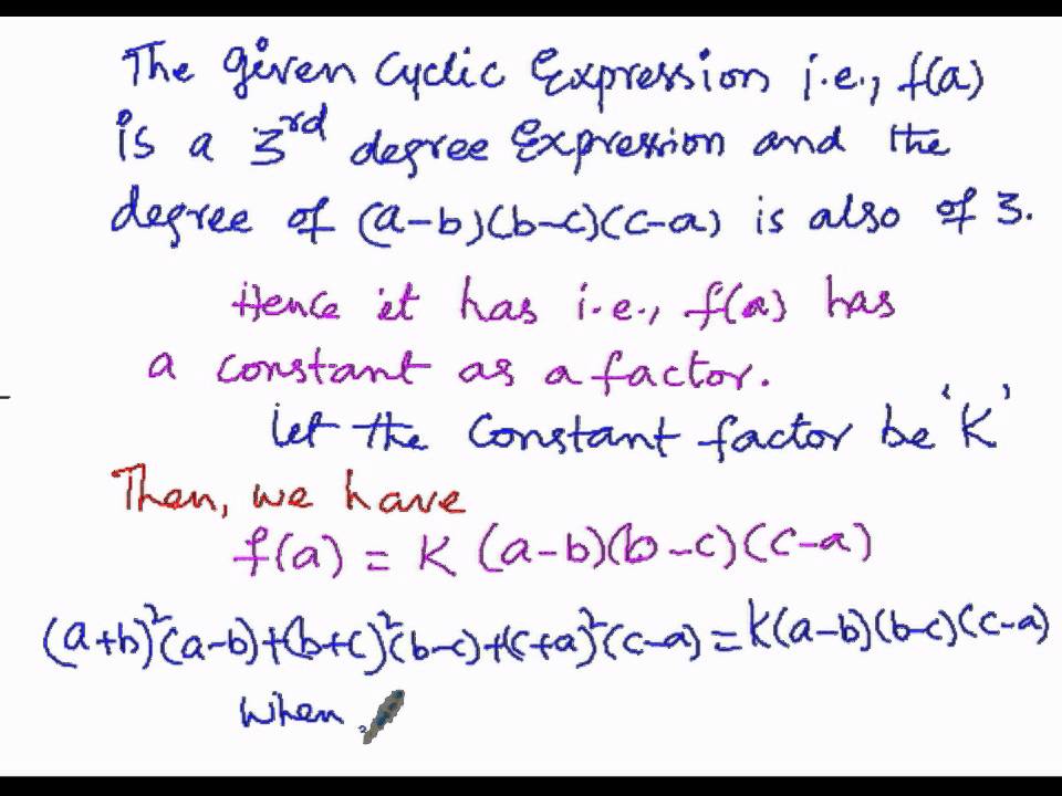 Algebra Factorizing Cyclic Expression part2 - YouTube