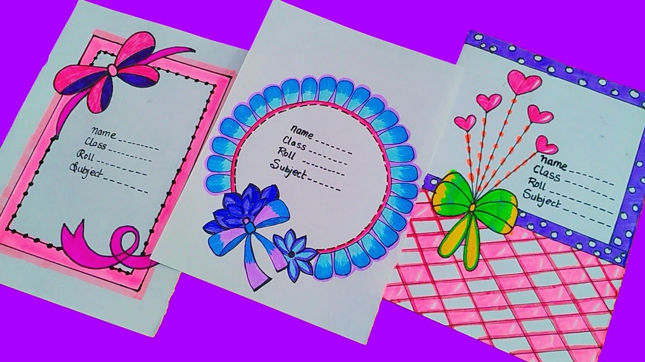 How To Draw Easy Front Page Design/Creative Border Design For Project ...