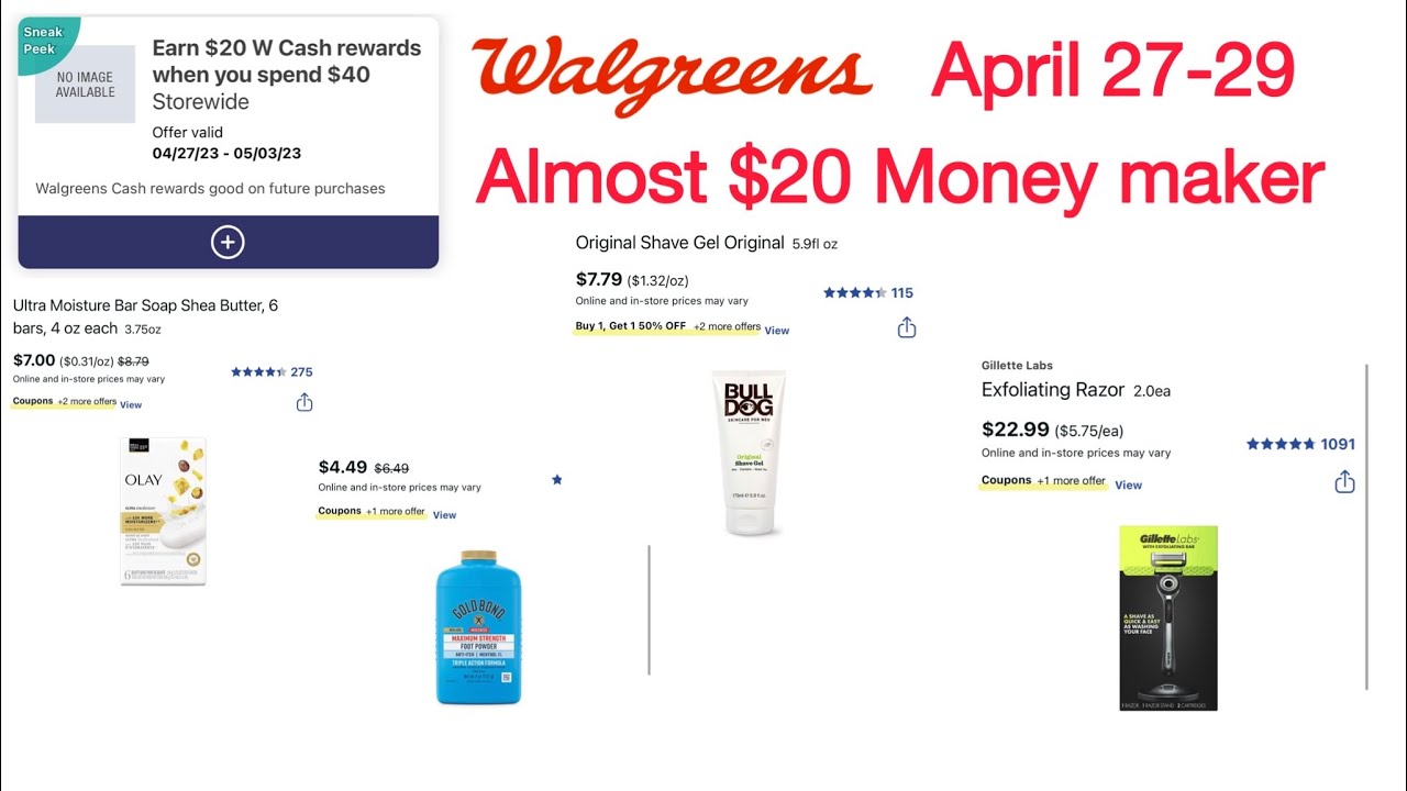 Walgreens April 27-29|| Deals using spend 40 get 20 Walgreens Cash ...
