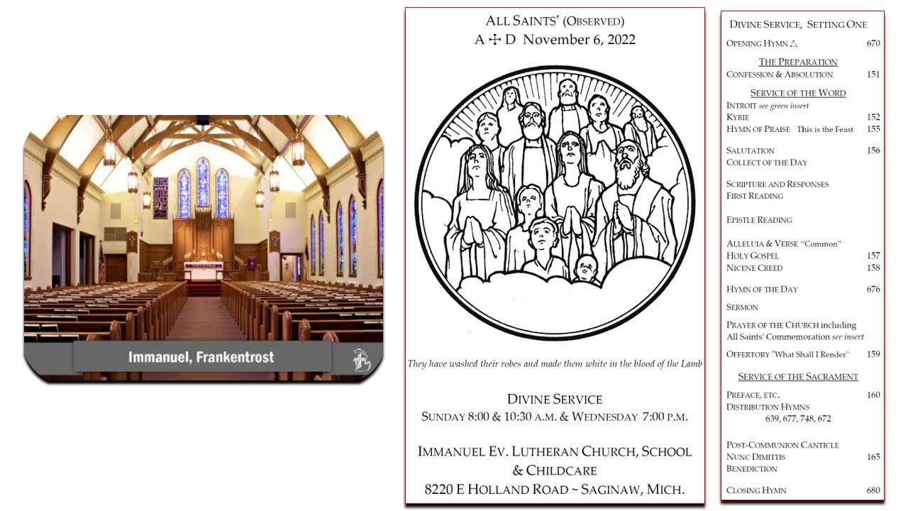 All Saints Sunday Divine Service November 6, 2022 - YouTube