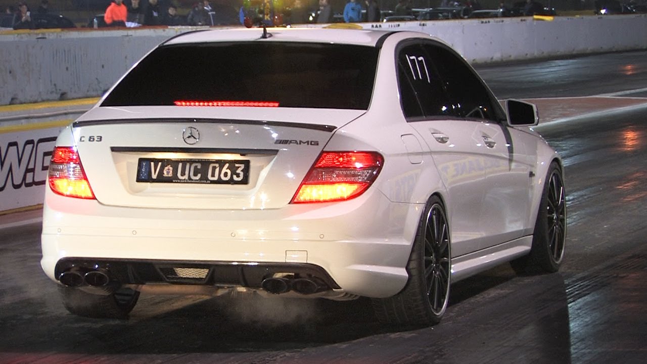 V8 C63 AMG Mercedes-Benz drag - YouTube