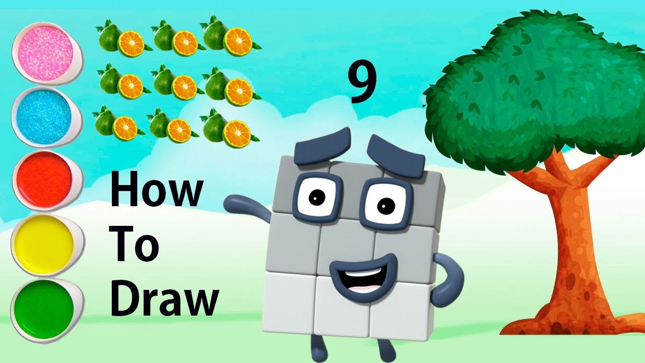 How to draw Numberblock Nine & Orange - Drawing Tutorial for Kids ...