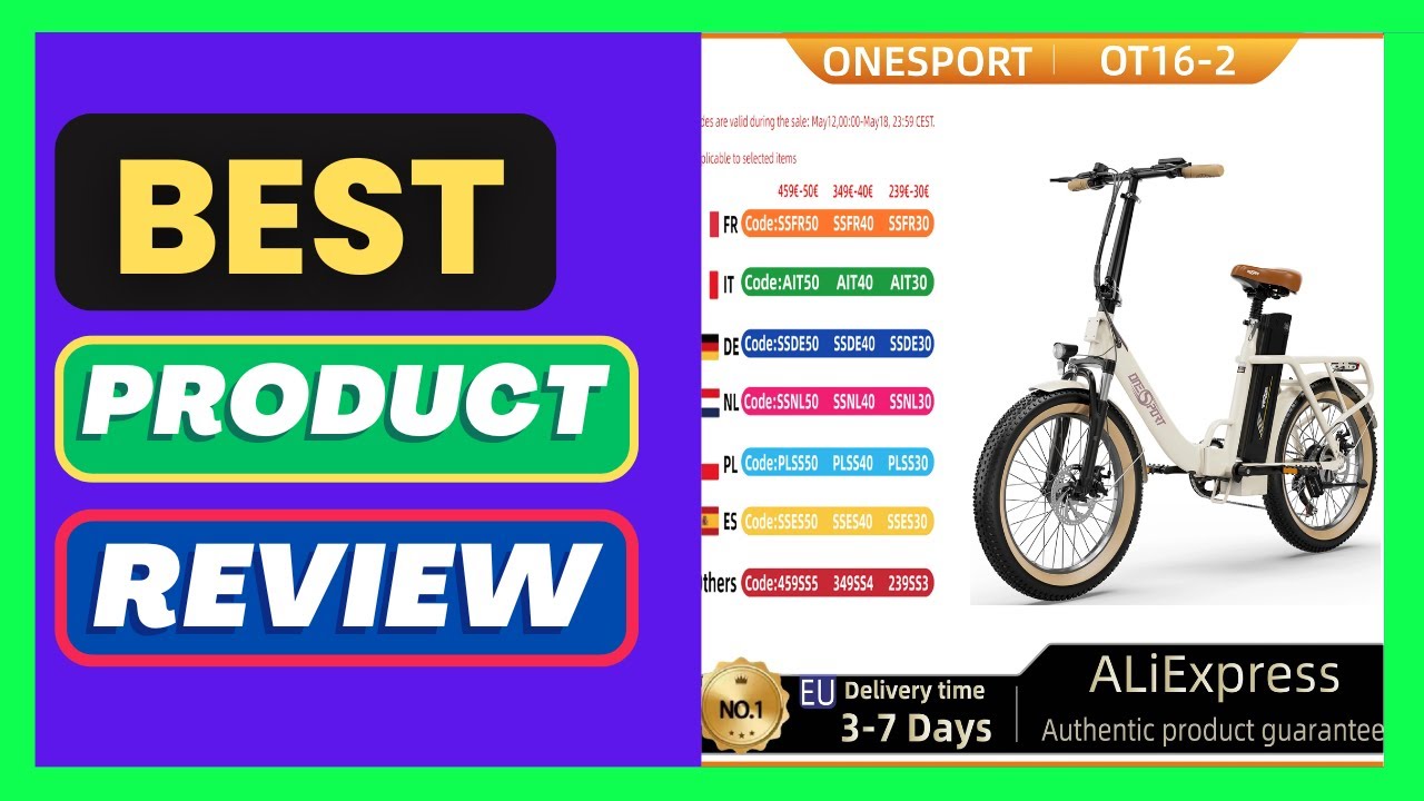 ONESPORT OT16-2 Electric Bike, 250W Motor 48V 15.6Ah Battery, 20" Tires ...