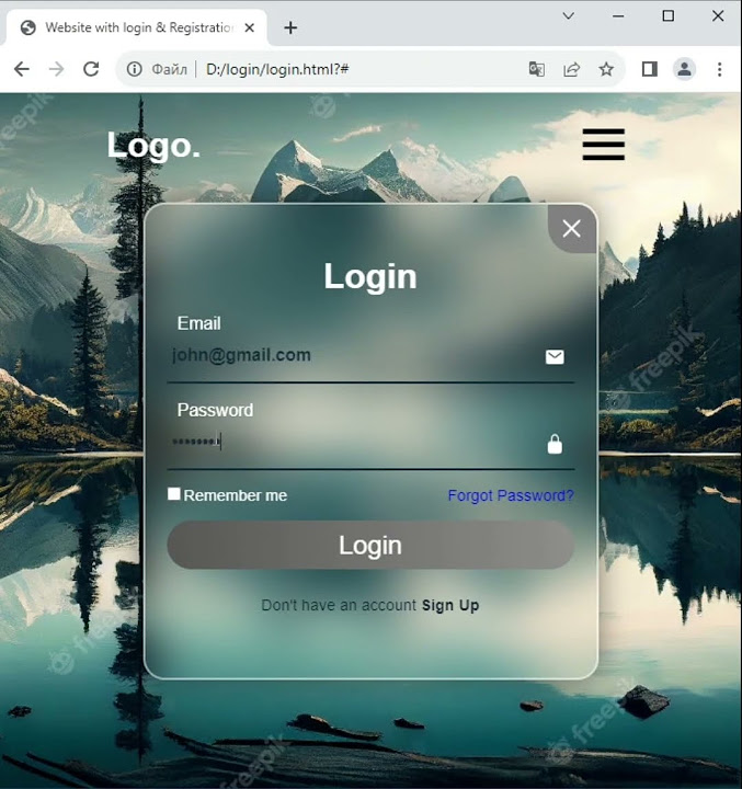 Website with Login And Registration Form Using HTML CSS & JS #css #html ...