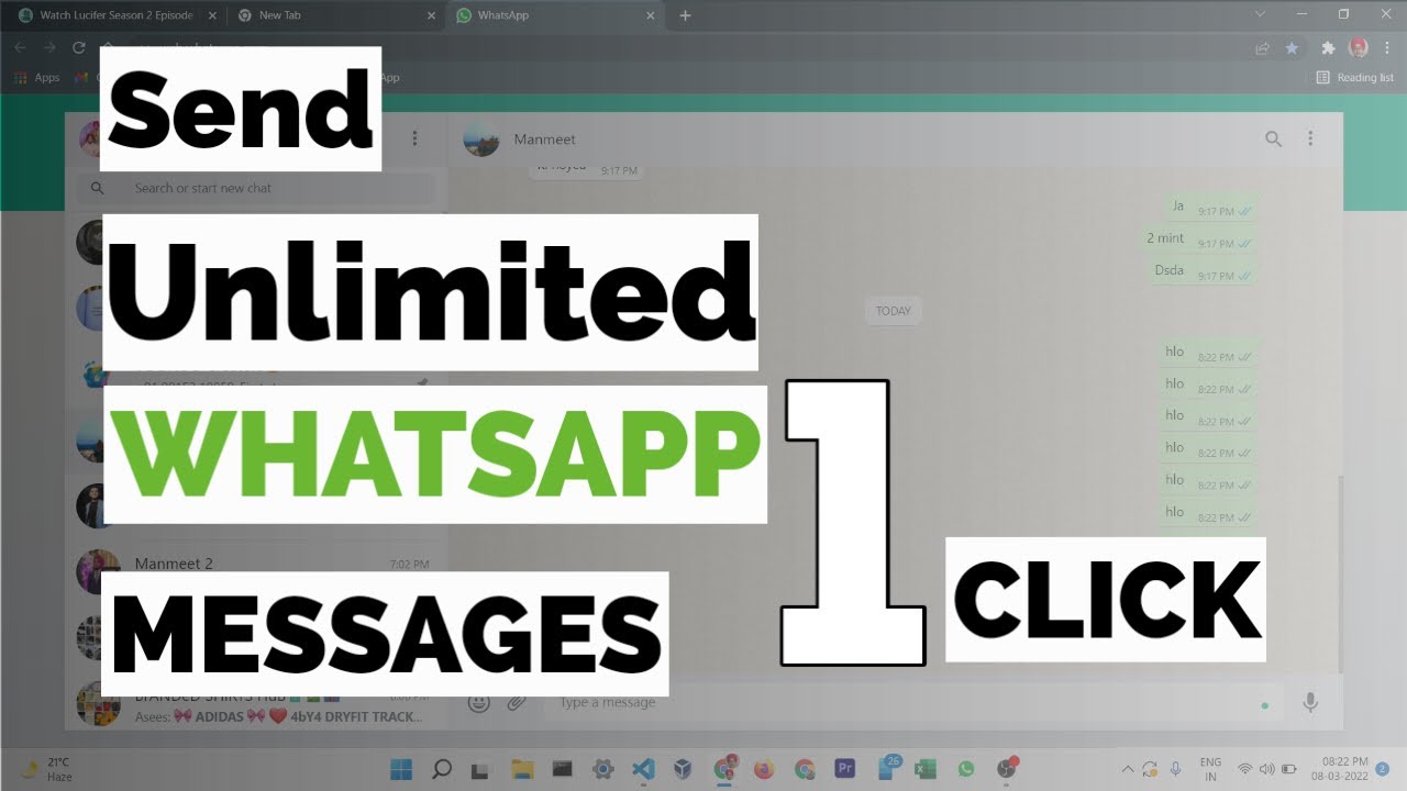 96 How To Send Unlimited Whatsapp Messages In 1 Click Python Code Youtube