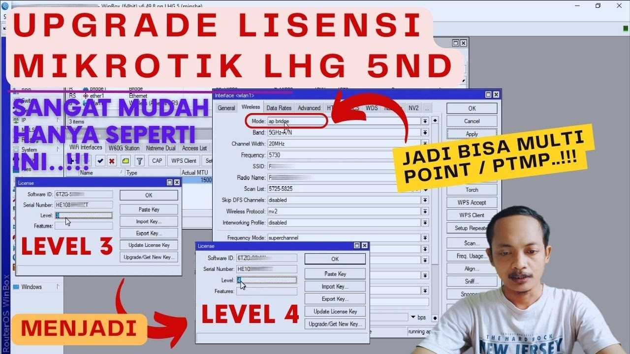 UPGRADE LISENSI MIKROTIK LHG 5ND LEVEL 3 MENJADI LEVEL 4 - YouTube