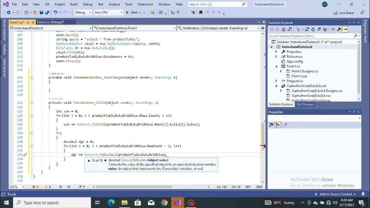 Calculate Sum Of Datagridview Column Youtube