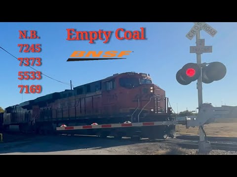 BNSF 7245 empty coal, West Rd. Crossing #1, Tower 26, Houston, TX - YouTube