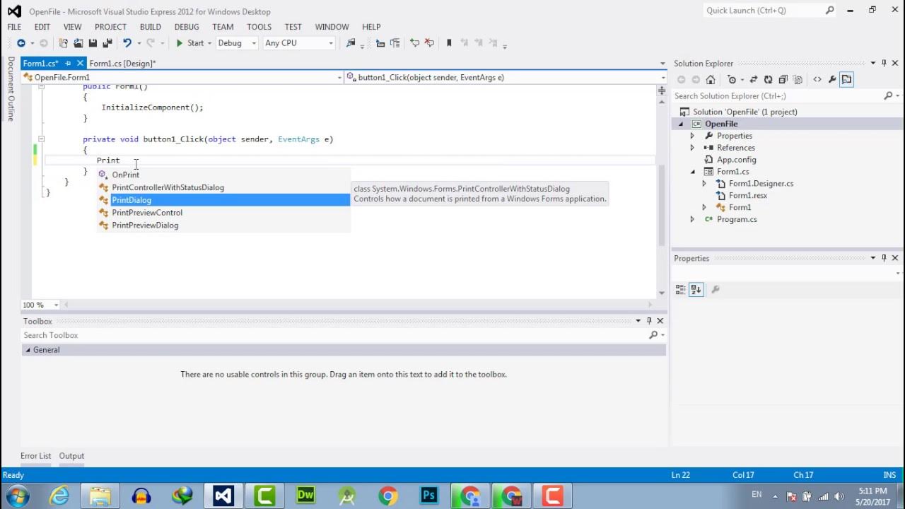 061 - C# Print Dialog Box - YouTube