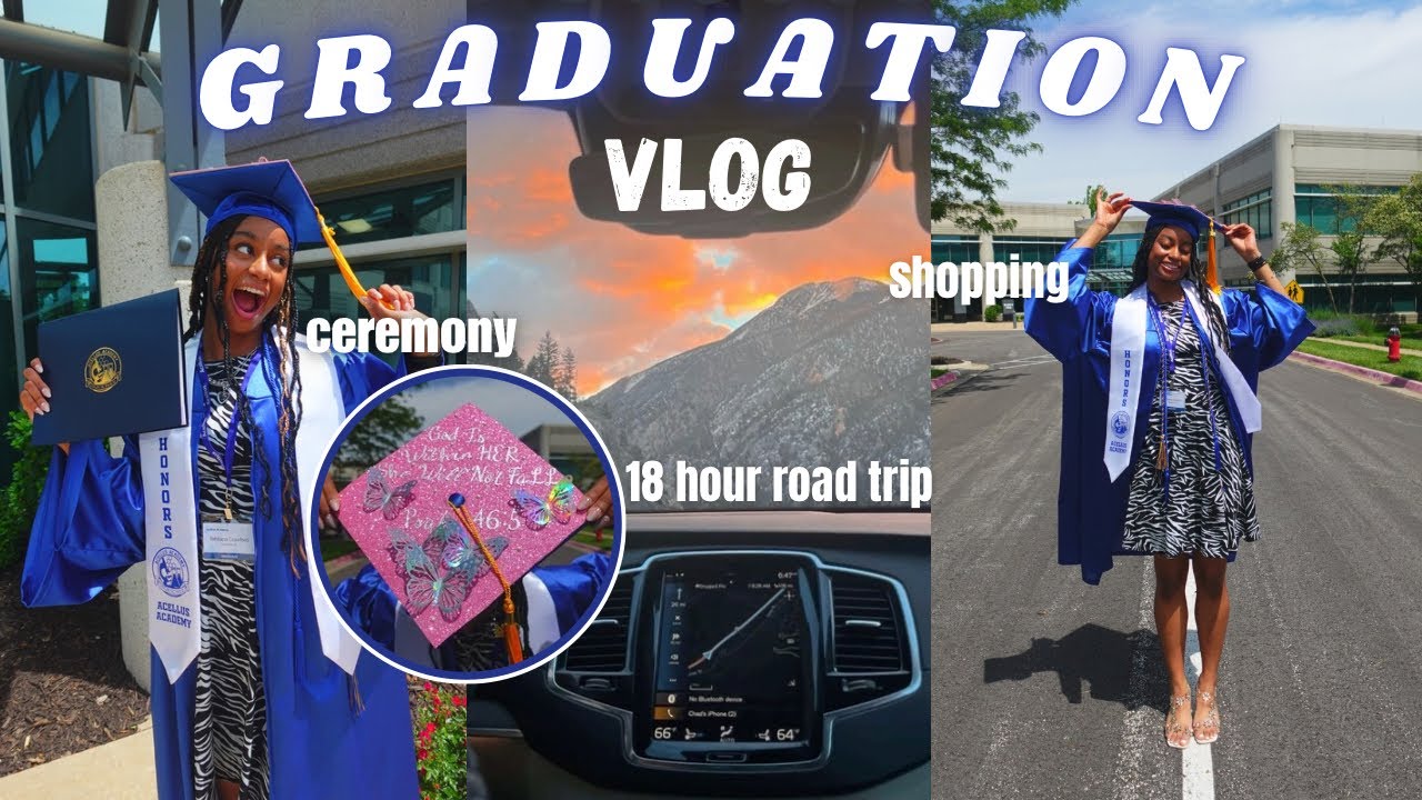 GRADUATION VLOG🎓💙 18 hour road trip, ceremony, shopping, activities ...