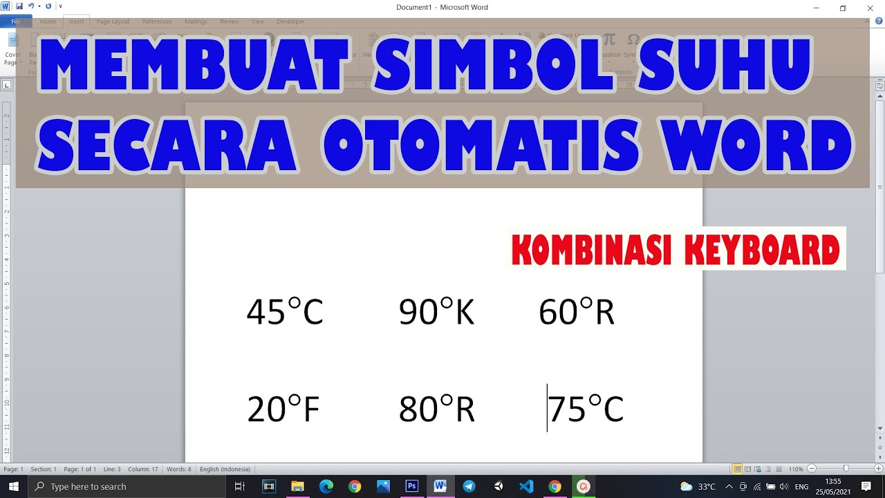 Cara menampilkan simbol derajat/suhu di microsoft word - YouTube