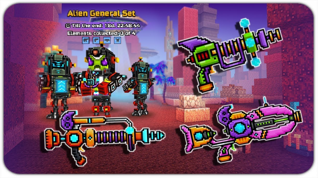 Pixel Gun 3D - New Alien General Set Event Opening - YouTube