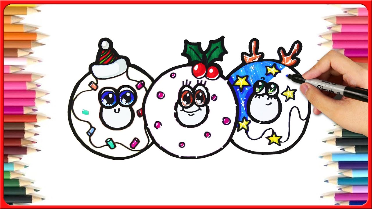Donut Drawing 🍩🎄How to Draw Christmas Sugar Donuts - Drawing for Kids 🖌 ...