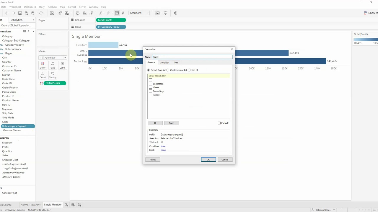 Sets and Set Actions to create a Single Member Drilldown using Tableau ...
