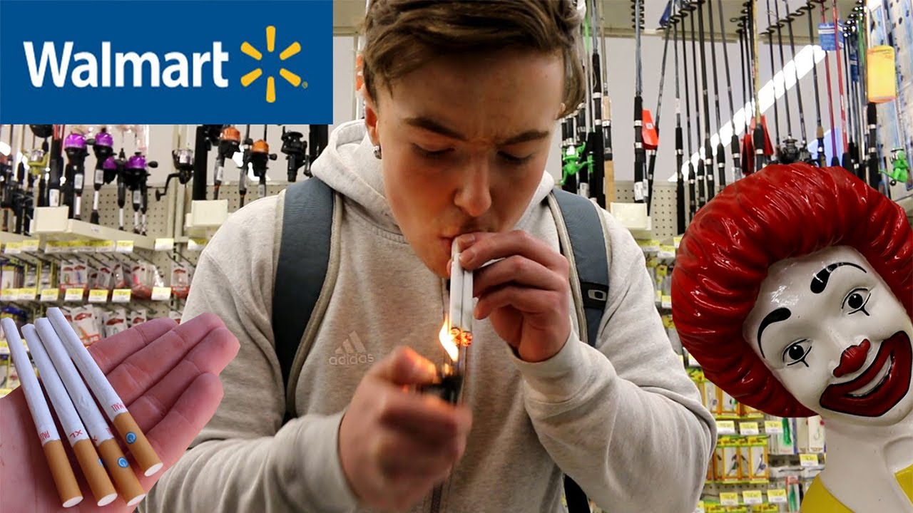 SMOKING CIGARETTES IN WALMART - YouTube