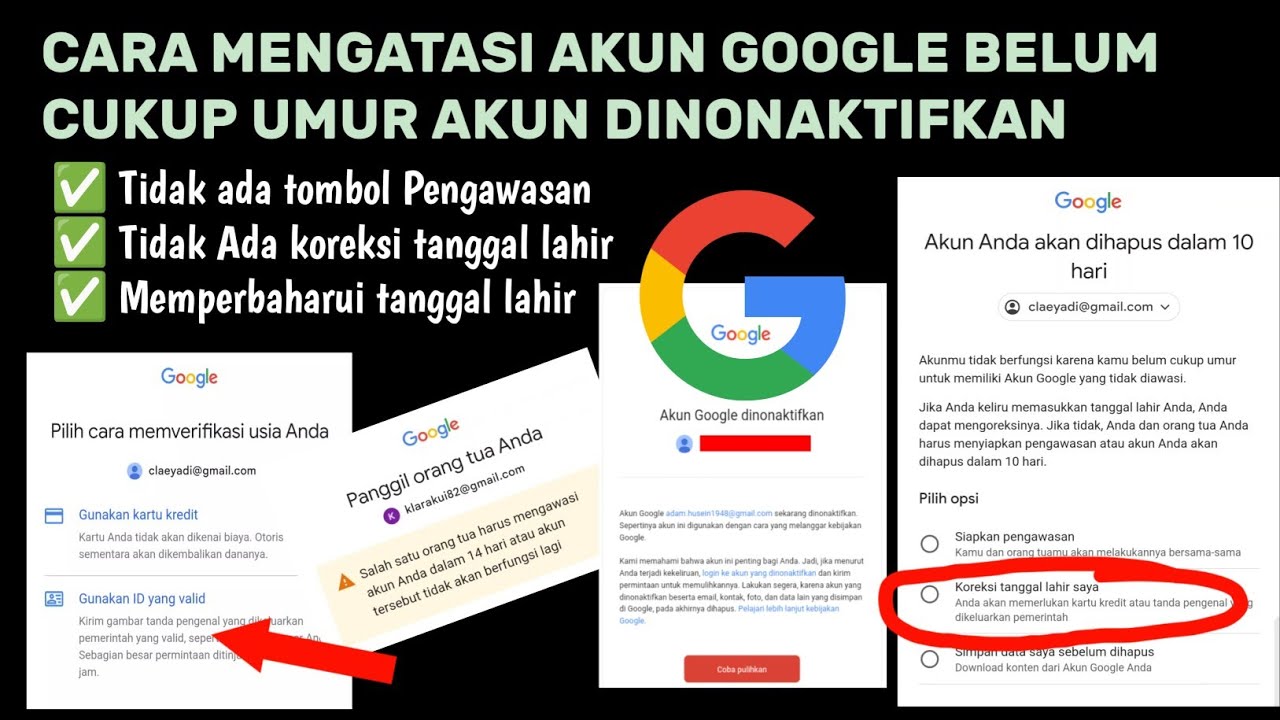 Mengatasi akun google Belum cukup Umur dinonaktifkan dalam 14 Hari ...