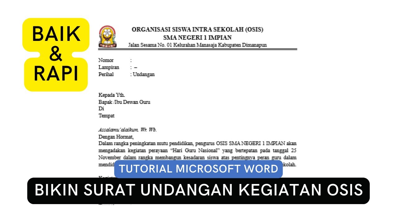 Cara Buat Surat Undangan OSIS di Microsoft Word - YouTube