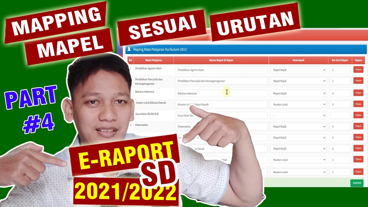 E-Raport SD Part 4 | Mapping Mata Pelajaran E-Rapor Sesuai Urutan - YouTube