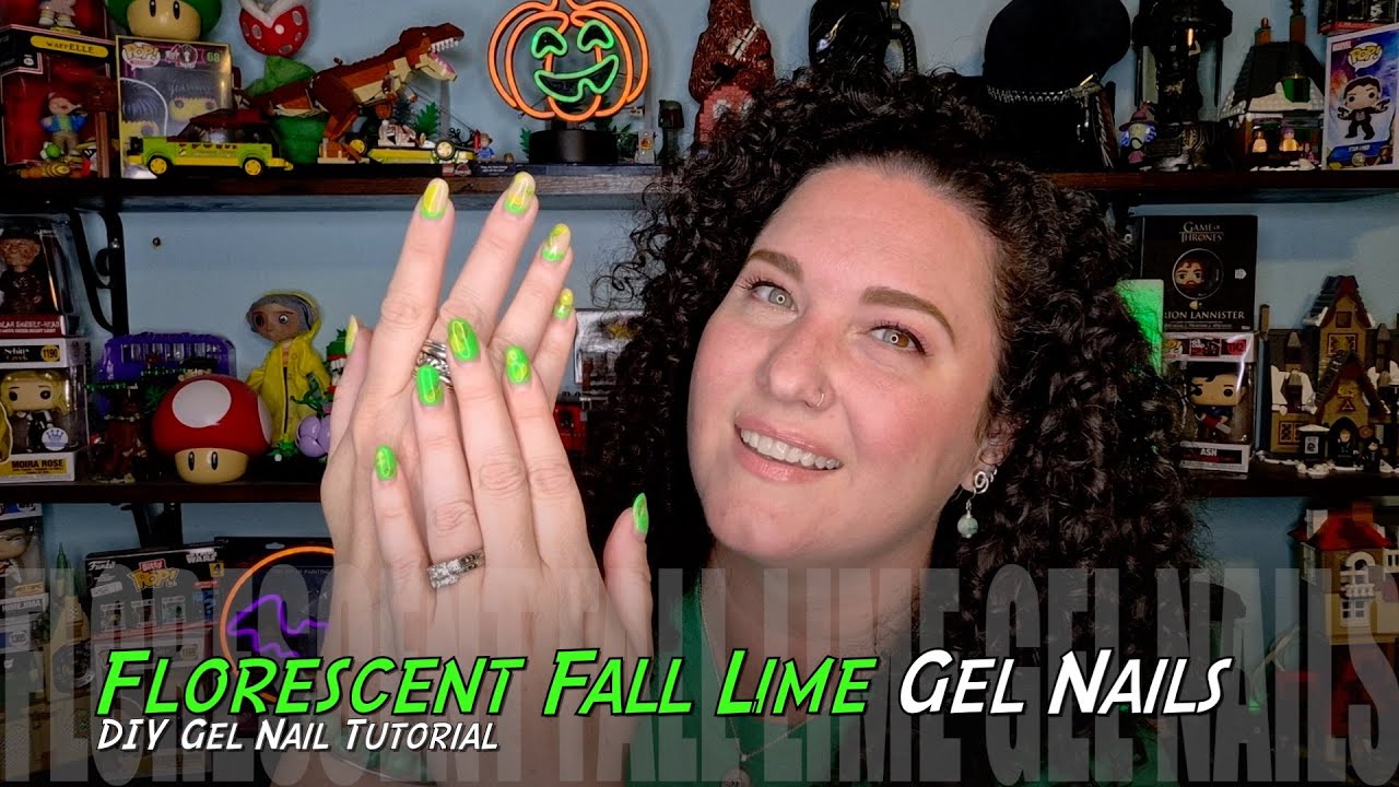Florescent Fall Lime Nails | DIY Gel Nail Tutorial - YouTube