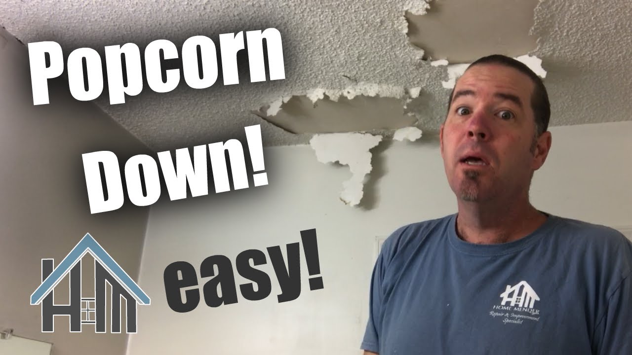 How to remove popcorn ceiling, scrape popcorn ceiling. Easy! - YouTube