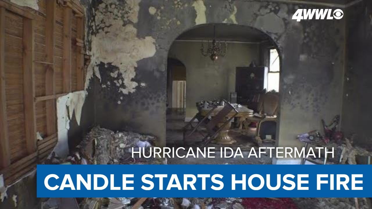 New Orleans home set on fire by candle after Hurricane Ida - YouTube