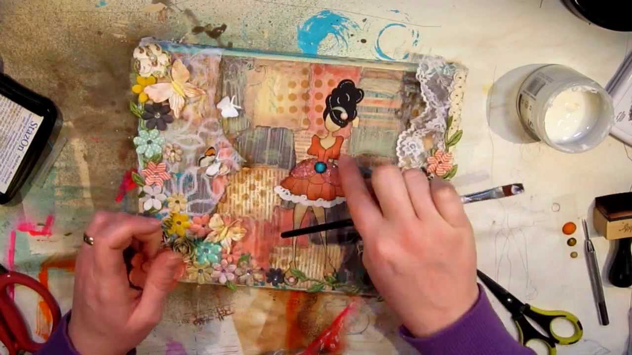 Mixed Media Prima Doll Canvas - YouTube
