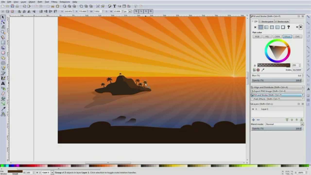 Beach scene in InkScape - YouTube