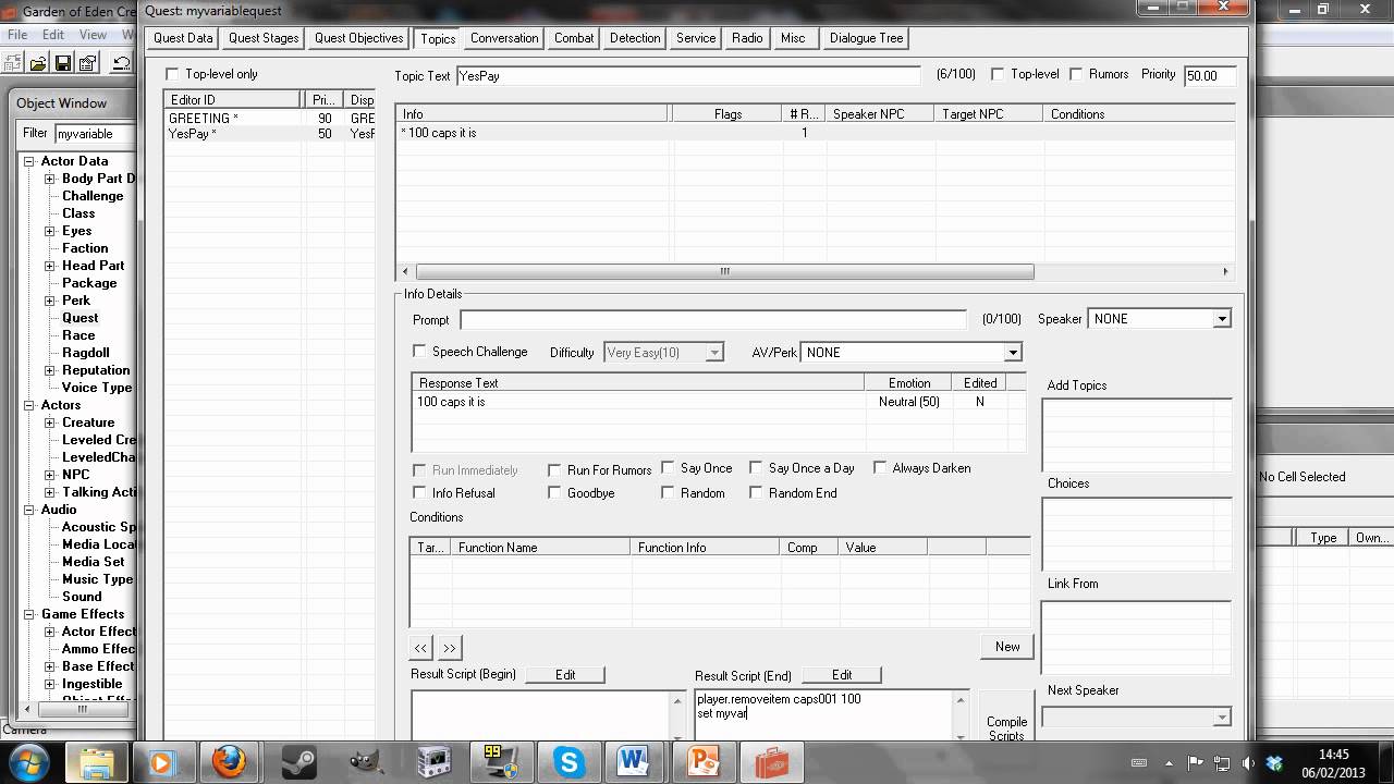 GECK Tutorial - Getting a Quest Variable to Appear in a Message - YouTube