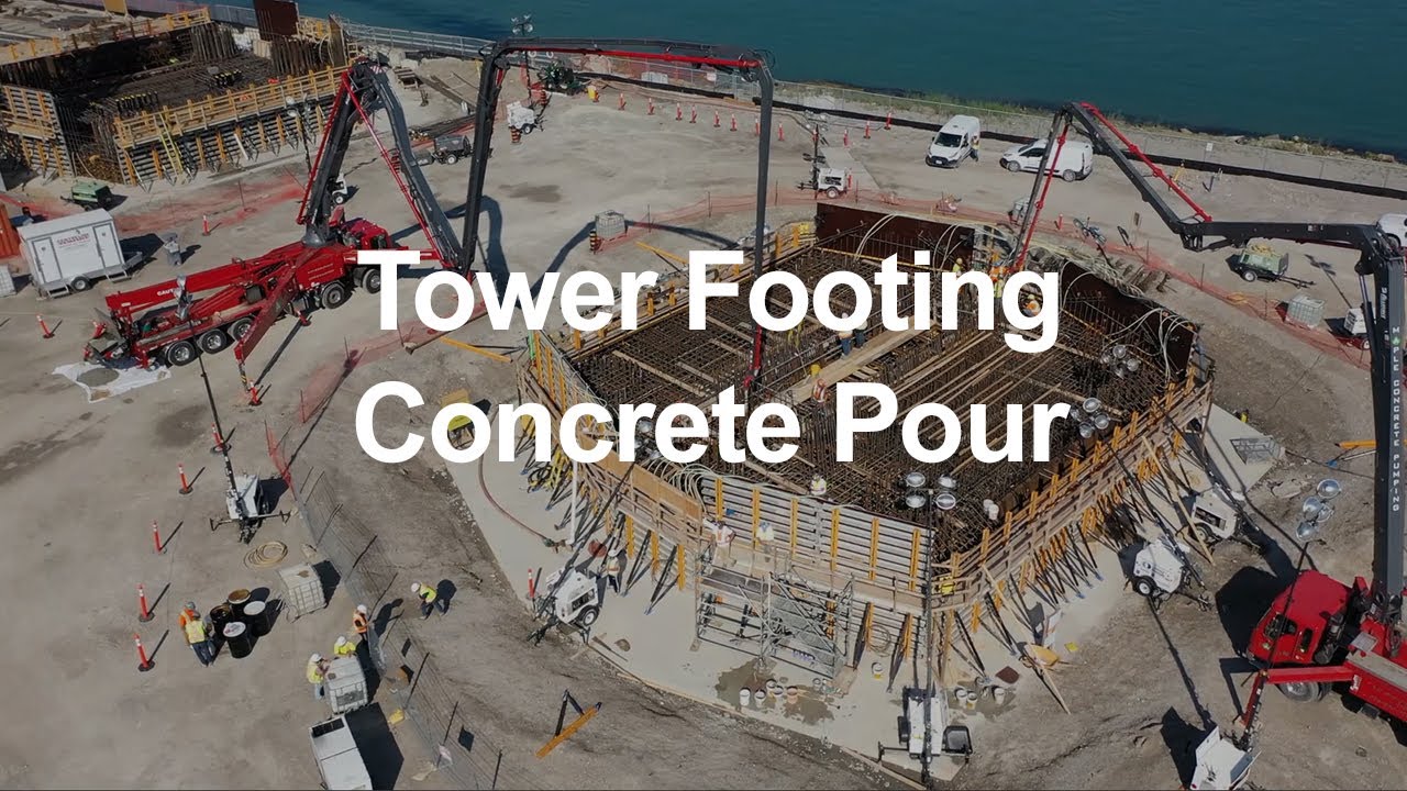 Tower Footing Concrete Pour | Gordie Howe International Bridge - YouTube