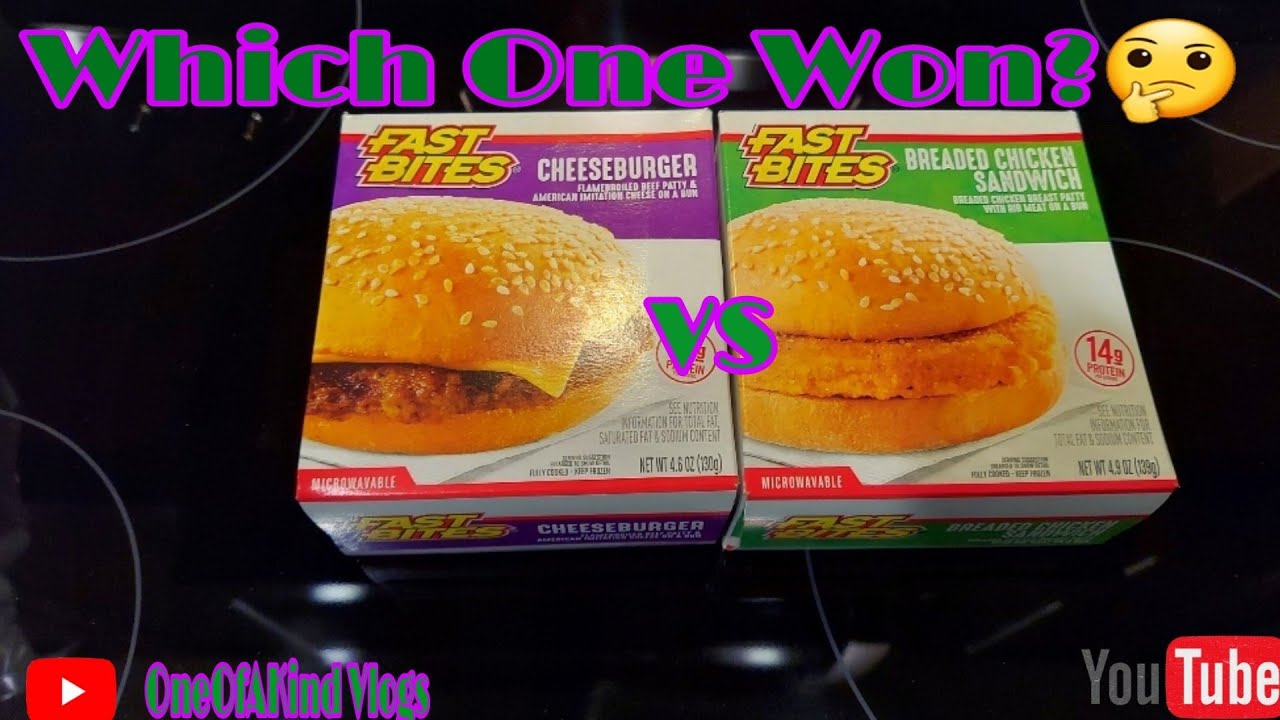 Fast Bites Cheeseburger vs Fast Bites Breaded Chicken Sandwich - YouTube