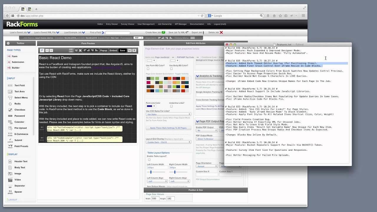 RackForms Build 836 Update - YouTube