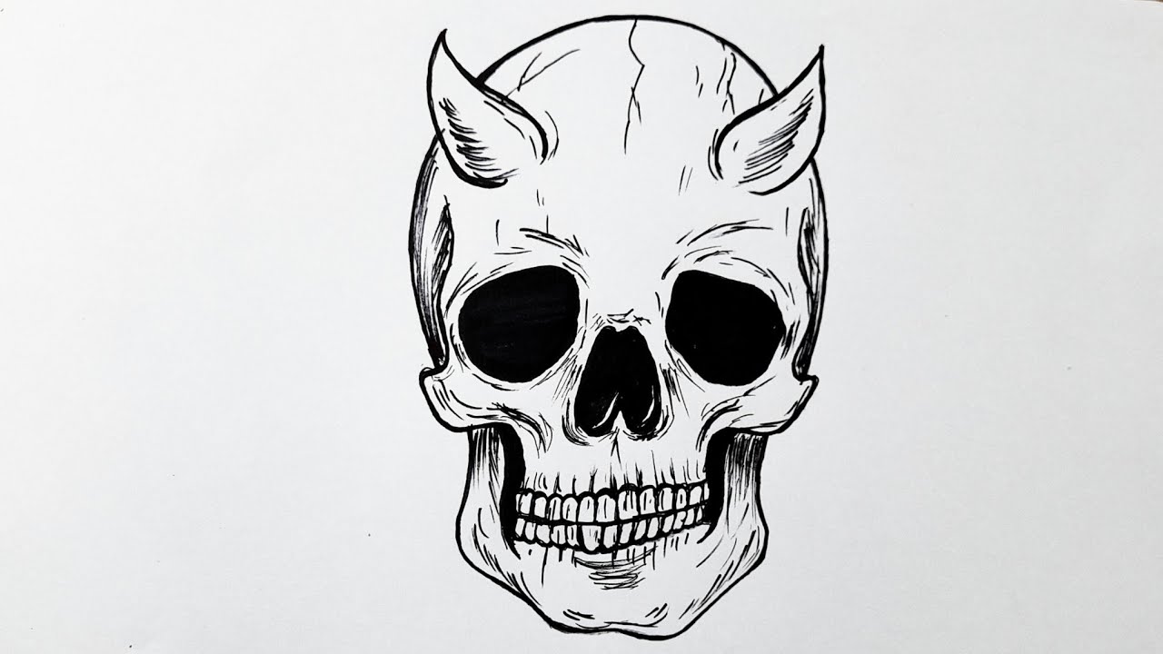 How To Draw Skull Tribal Tattoo - YouTube