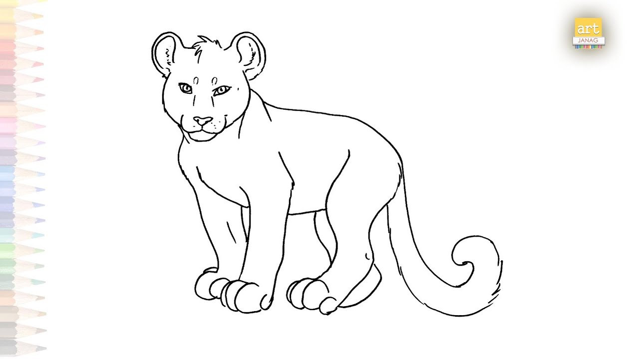 Young Lion drawing video | Lion drawing tutorials | How to draw A Young ...