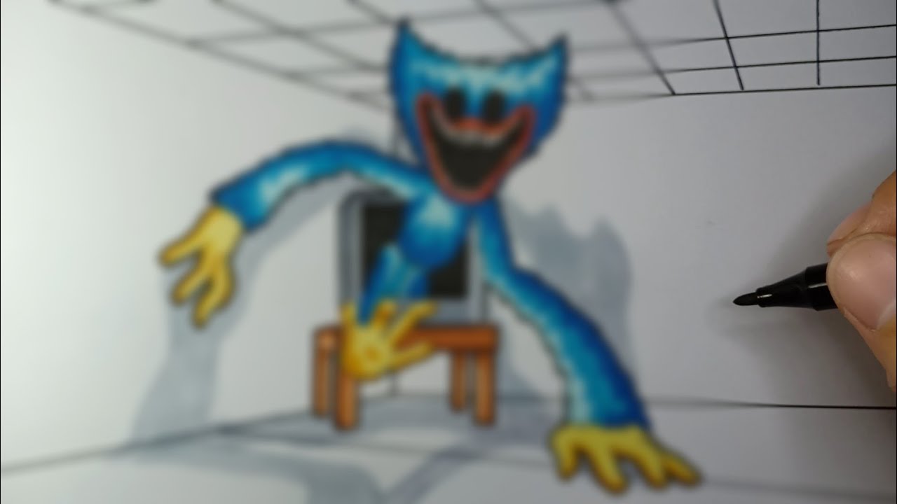 How To Draw Huggy Wuggy Monster 3D in Poppy Playtime Chapter 3 - YouTube