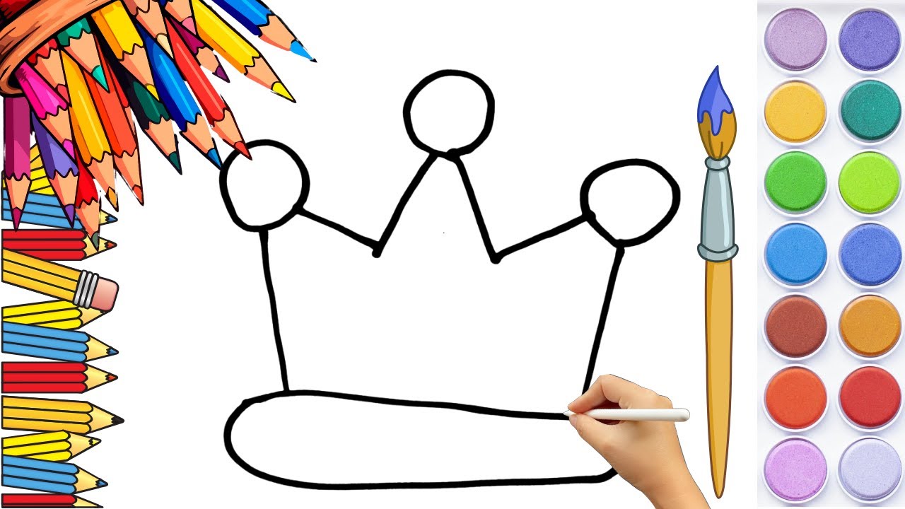 How To Draw cute Crown Drawing, Painting & Coloring For Kids and ...