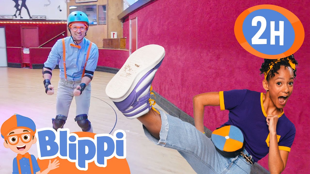 Blippi & Meekah Visit Moonlight Rollerway | Blippi - Kids Playground ...