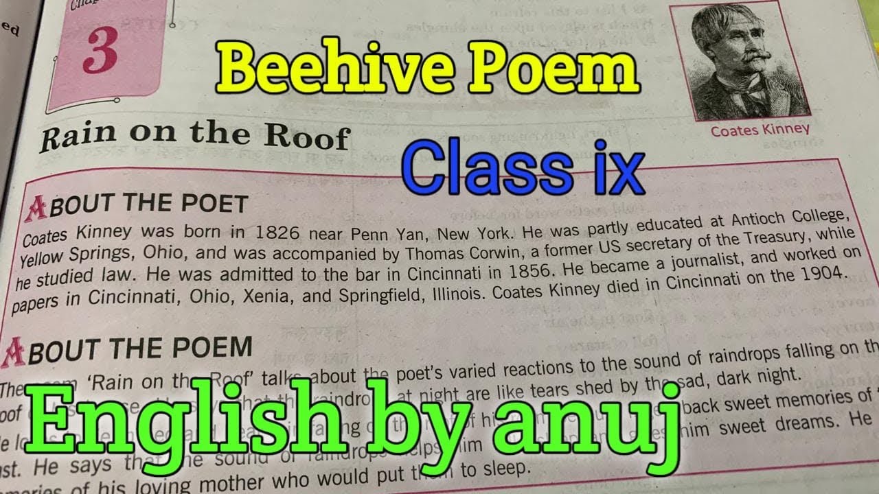 Rain On The Roof by Coates Kinney ||English poem class -9 ||English ...