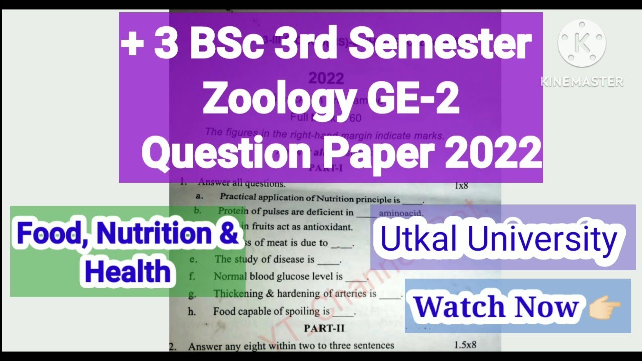 +3 BSC 3rd Semester Zoology GE-2 (Food, Nutrition & Health) Question ...
