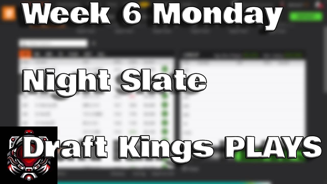 NFL DFS Week 6 Monday Night 2 Game Slate - YouTube