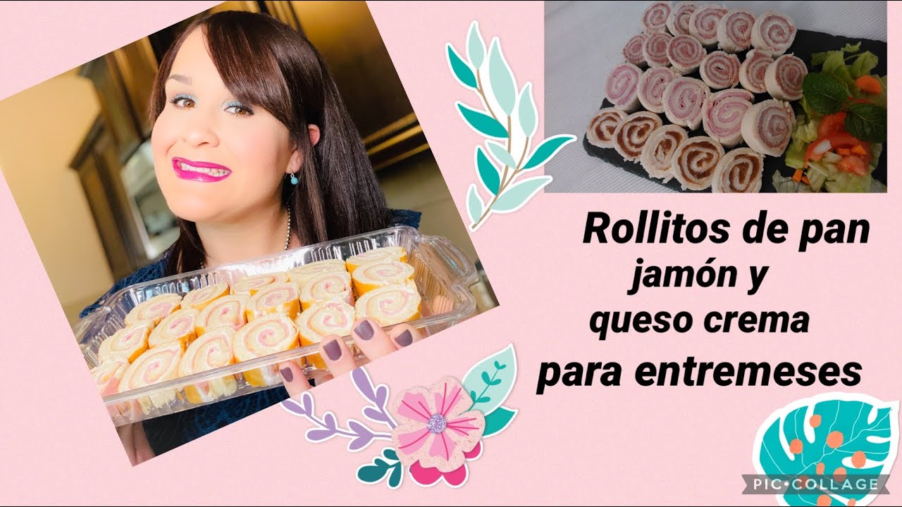 Rollitos de pan con jamón y queso crema para entremeses!! - YouTube