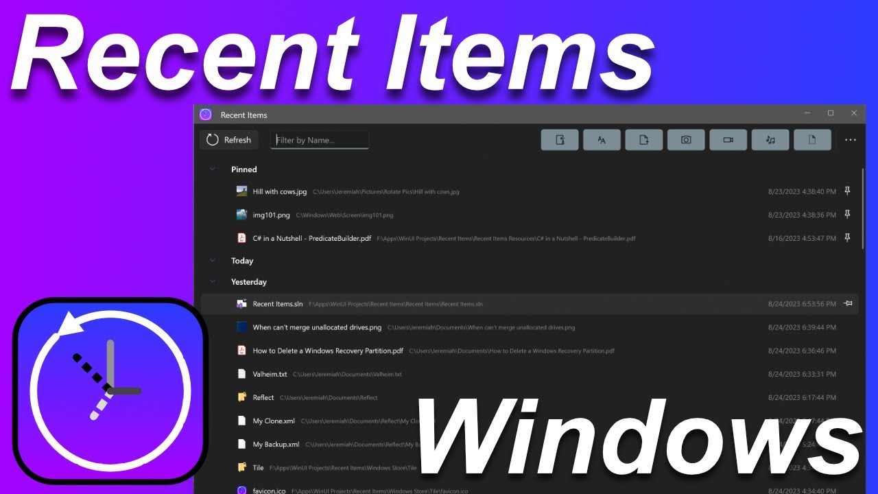 Recent Items Windows App - YouTube