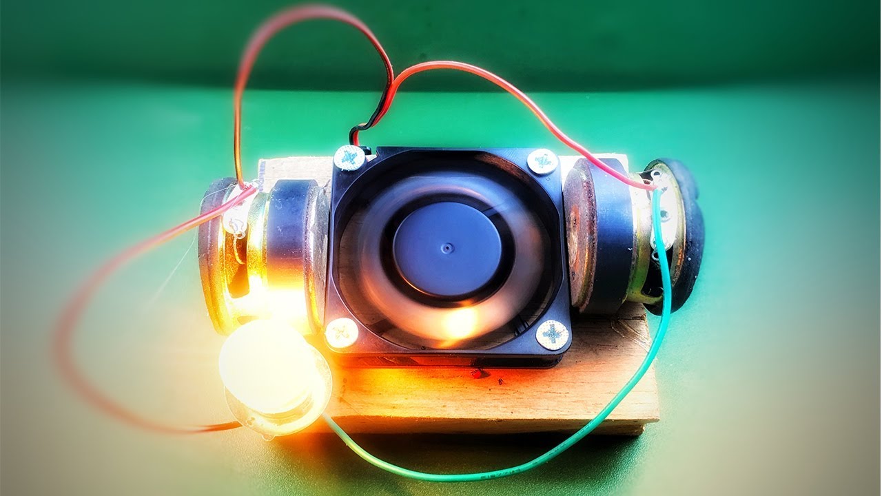 Free energy device with light bulbs using two speaker magnet - New idea ...