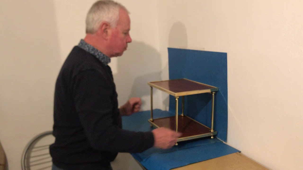 Victorian 1880 polished brass and mahogany stand - YouTube