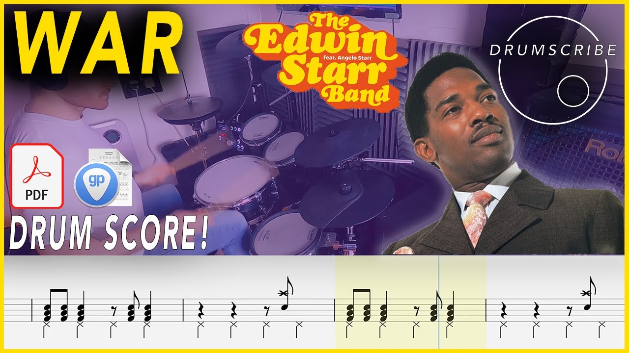 War - Edwin Starr | DRUM SCORE Sheet Music | #209 DRUMSCRIBE - YouTube